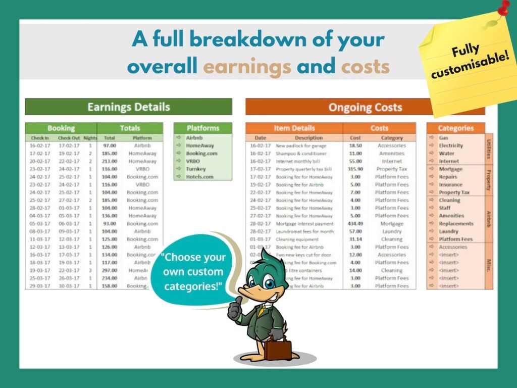 Airbnb Spreadsheet for Tracking Finances - (Free Template for Excel)